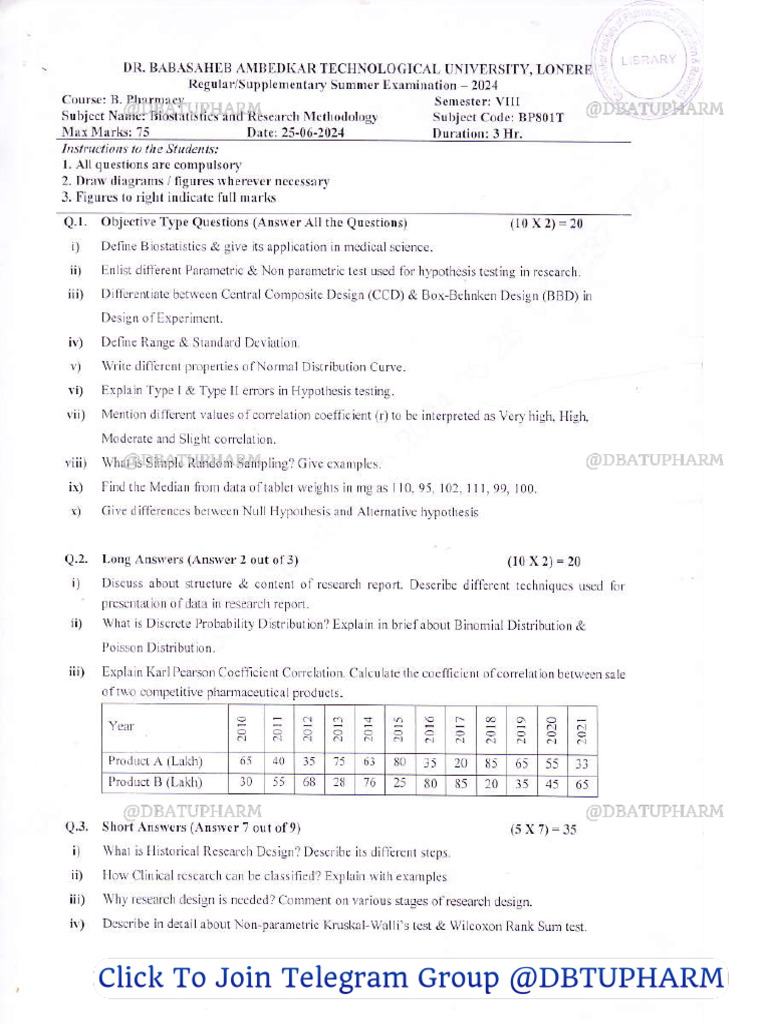 Dbatu 8 TH Sem Summer 2024 Pyq | PDF