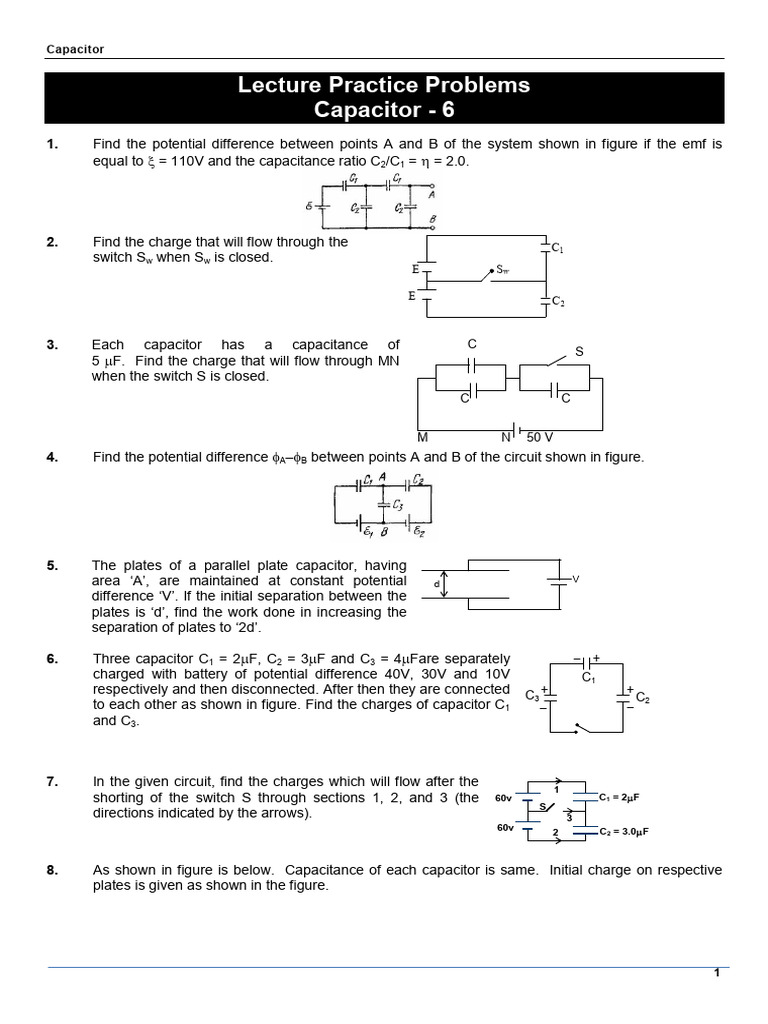 Capacitor Practice Problems and Solutions | PDF | Capacitance | Capacitor
