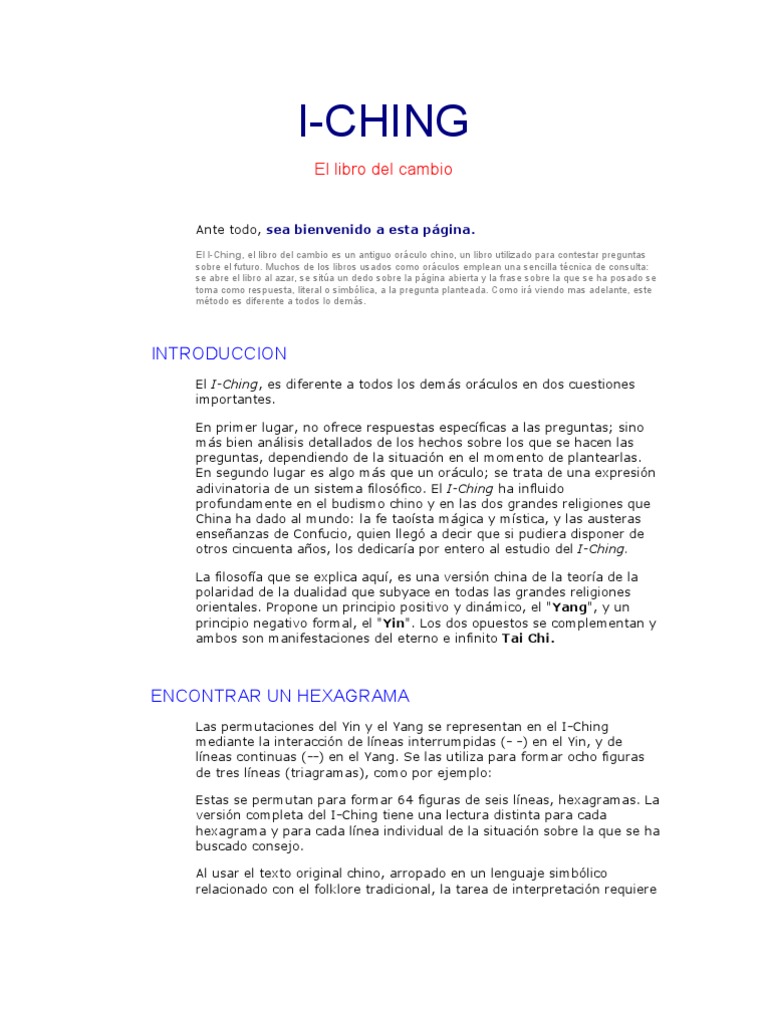 Anónimo - I Ching. El Libro Del Cambio (Introducción) | PDF | Yin y yang | Science