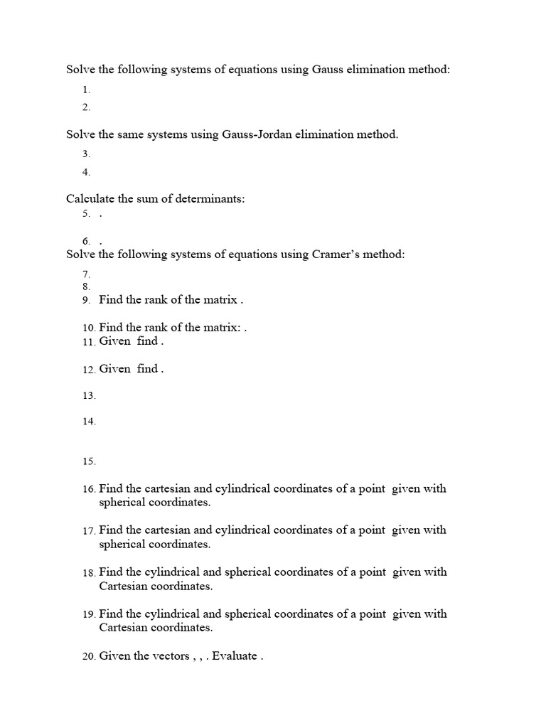 Linear Algebra and Calculus Exercises | PDF