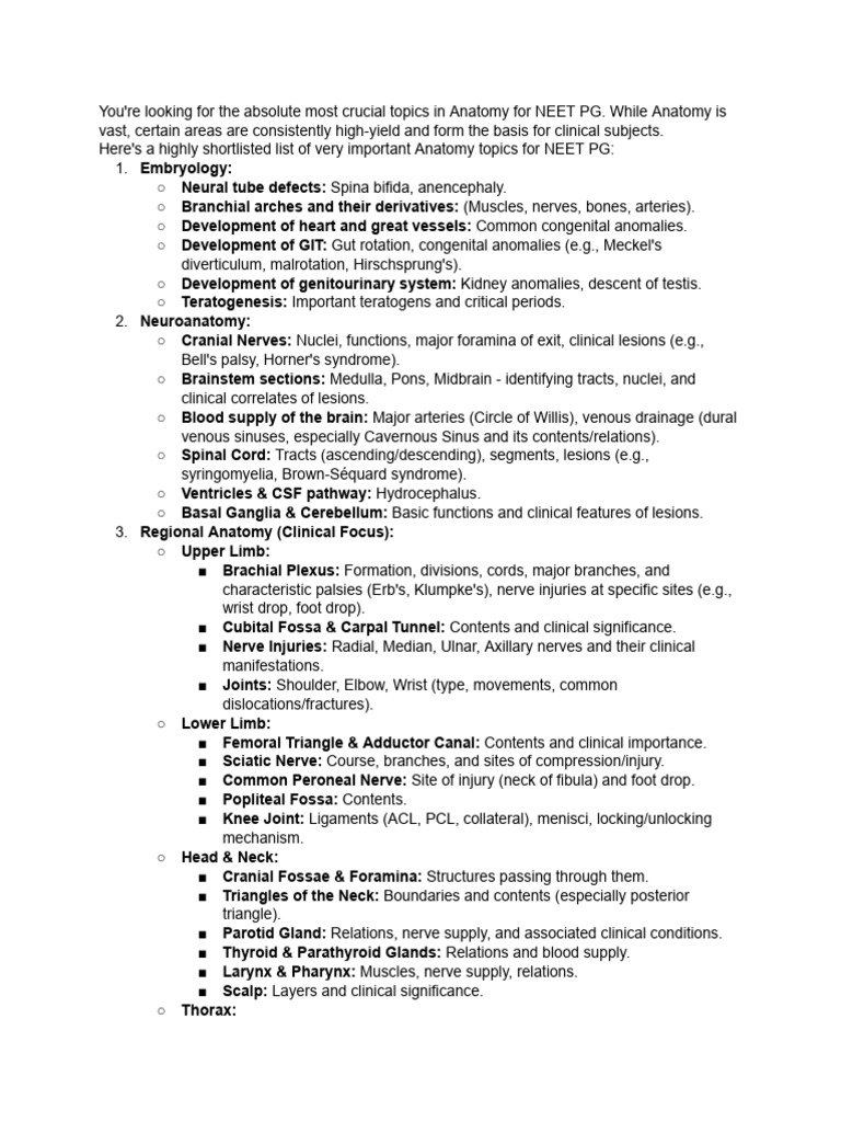 Shortlist Very Important Topics of Anatomy For Nee... | PDF | Pelvis ...