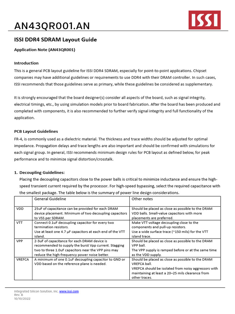 Issi Ddr4 Sdram Layout Guide | PDF | Capacitor | Dynamic Random Access Memory