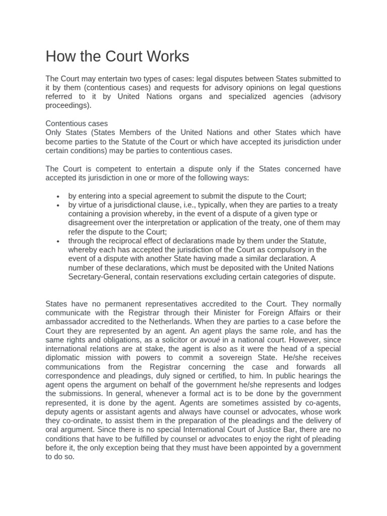 ICJ Contentious Case Procedures Explained | PDF | Common Law ...