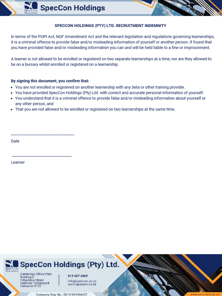 Indemnity Form | PDF