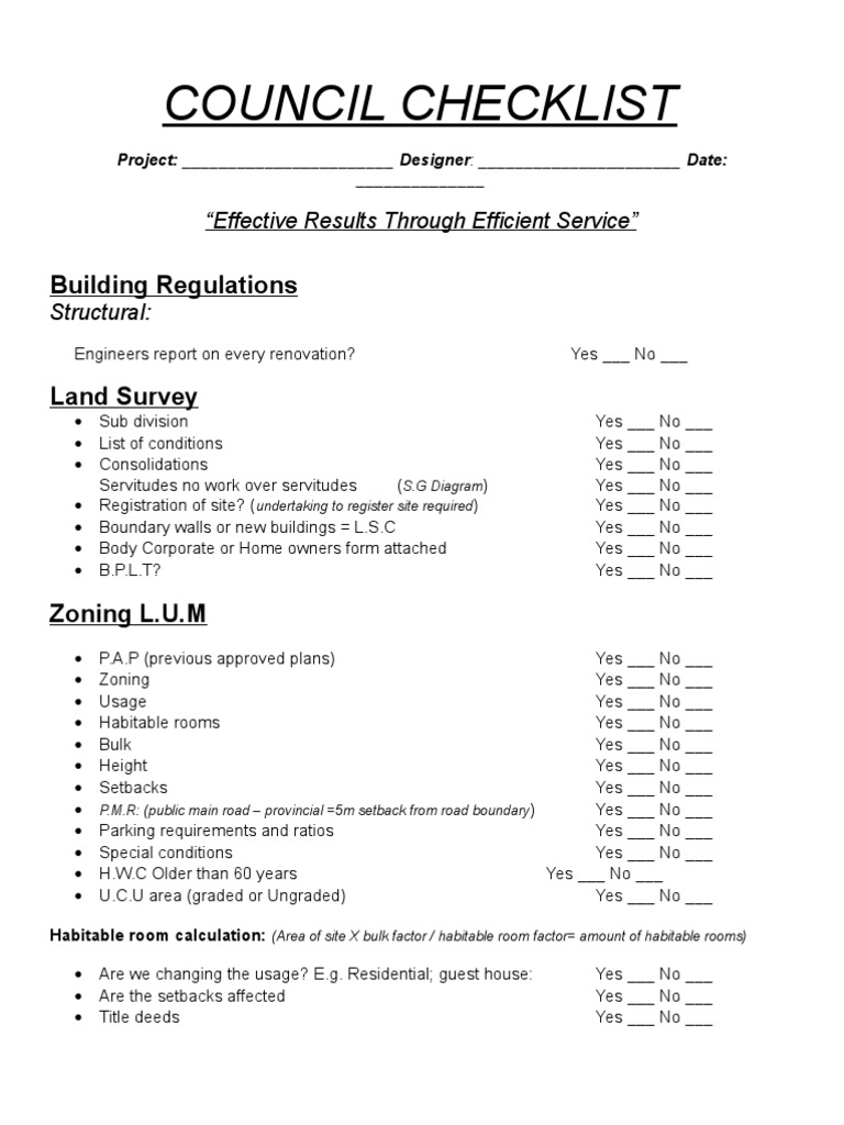 Council Checklist | PDF | Zoning