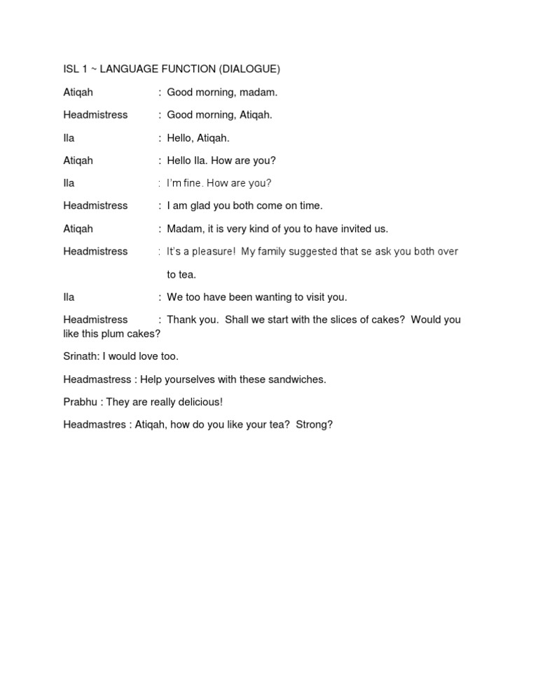 Family Dialogue Example with Headmistress | PDF