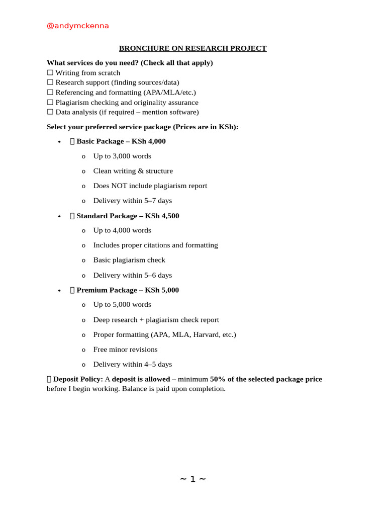 Bronchure On Research Project | PDF