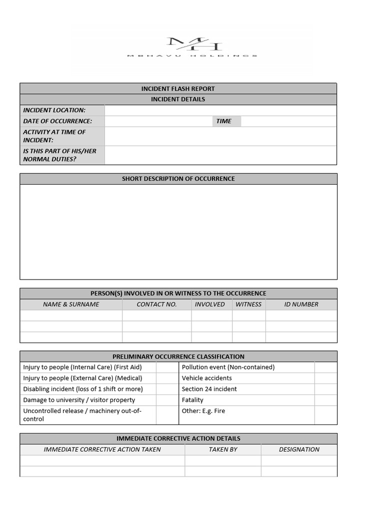 Incident Flash Report Template | PDF