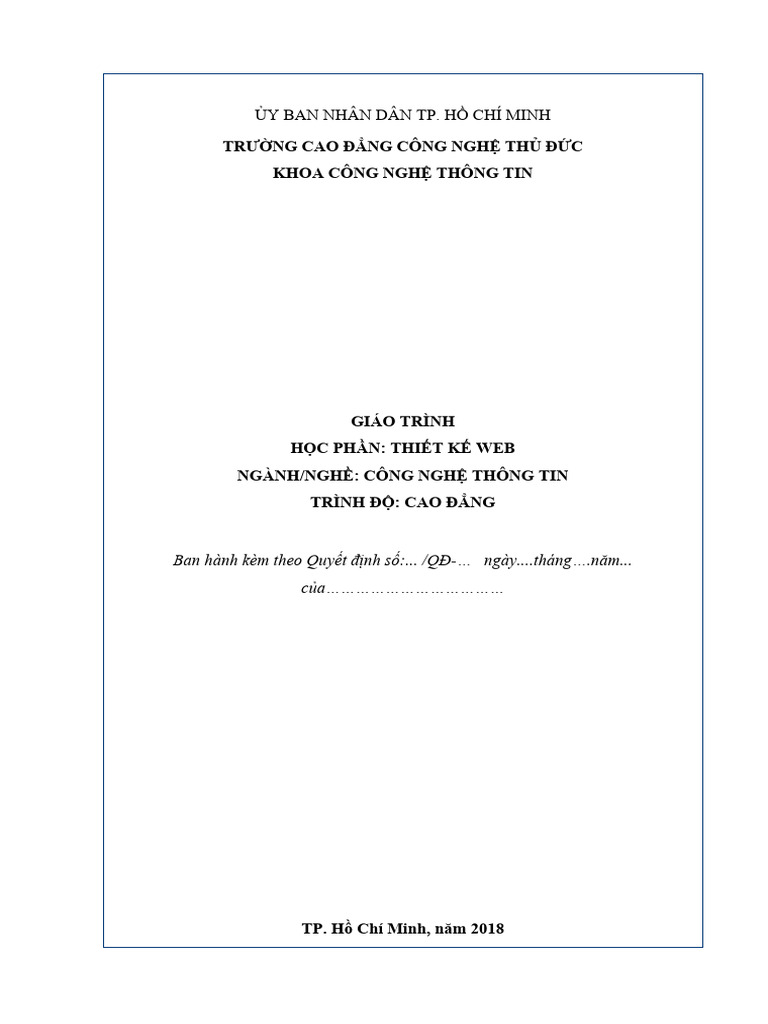 TR NG Cao NG Công NGH TH C Khoa Công NGH Thông Tin: Y Ban Nhân Dân Tp. H Chí Minh | PDF