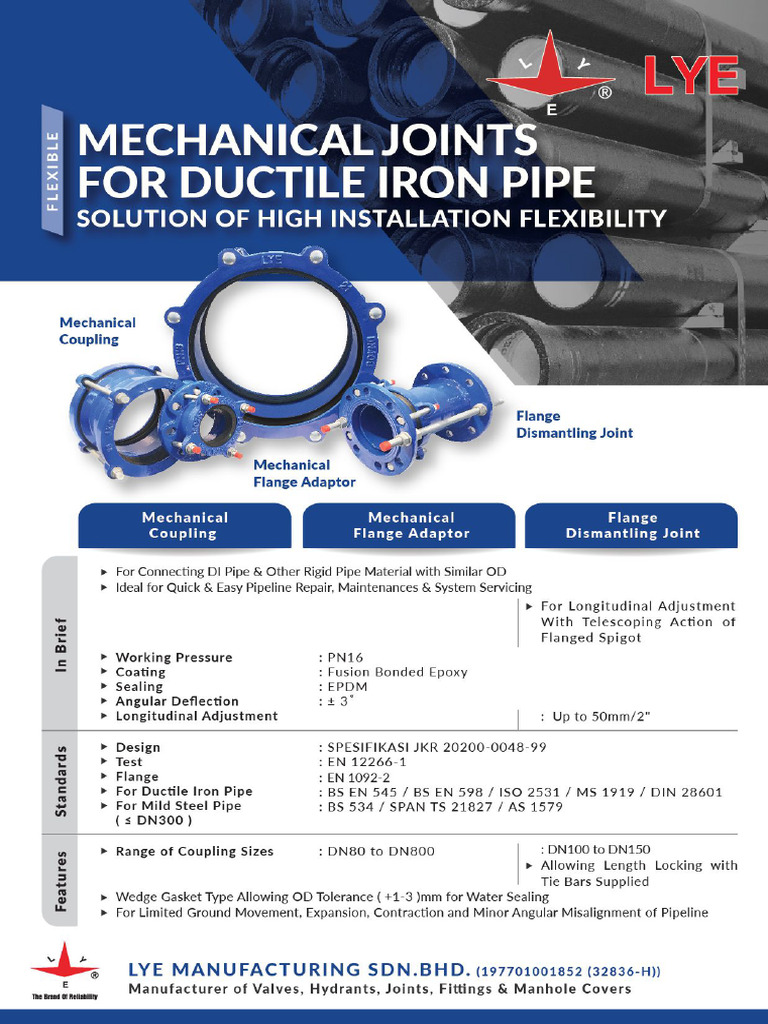 LYE Mechanical Flexible Joint For DI Pipe Ver14.9.22 | PDF