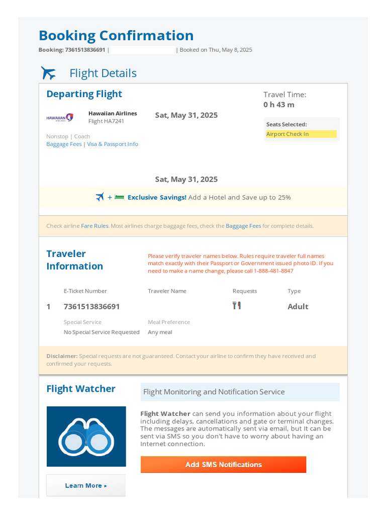 Edited Booking Confirmation | PDF | Fee