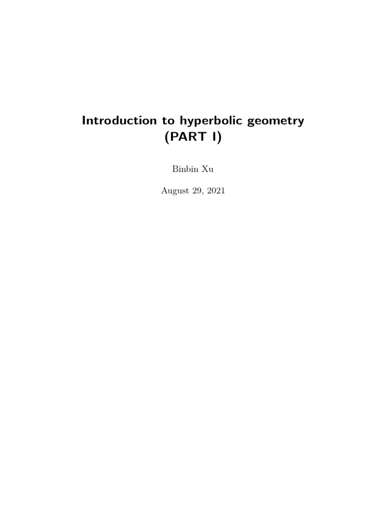 Introduction To Hyperbolic Geometry Part 1 | PDF | Hyperbolic Geometry ...