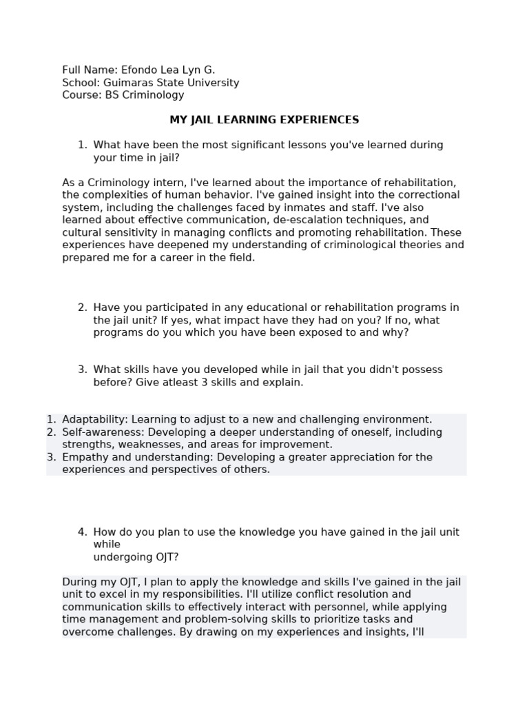 Efondo - Jail Learning Experiences | PDF | Learning | Prison