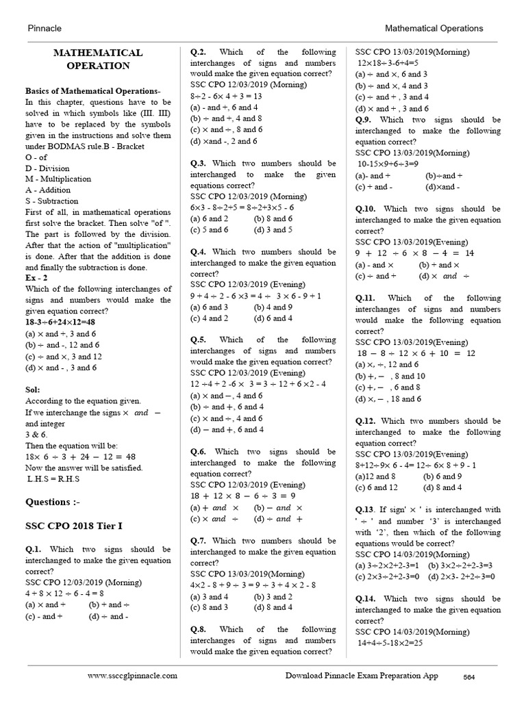 Interchanging Signs in Math Equations | PDF | Mathematical Objects ...