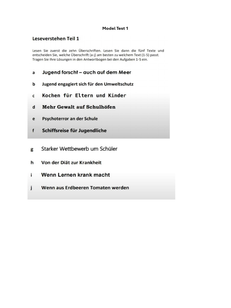Telc Deutsch B2 Model Test | PDF