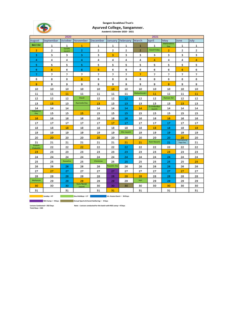 Academic Calendar 2020-2021 Overview | PDF