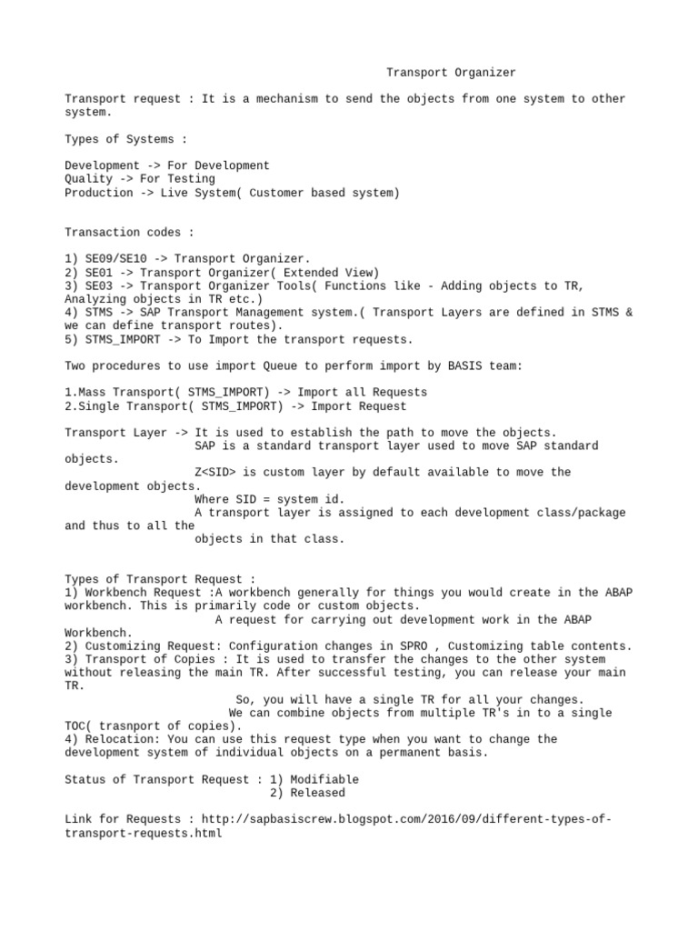 Transport Organizer Overview and Types | PDF