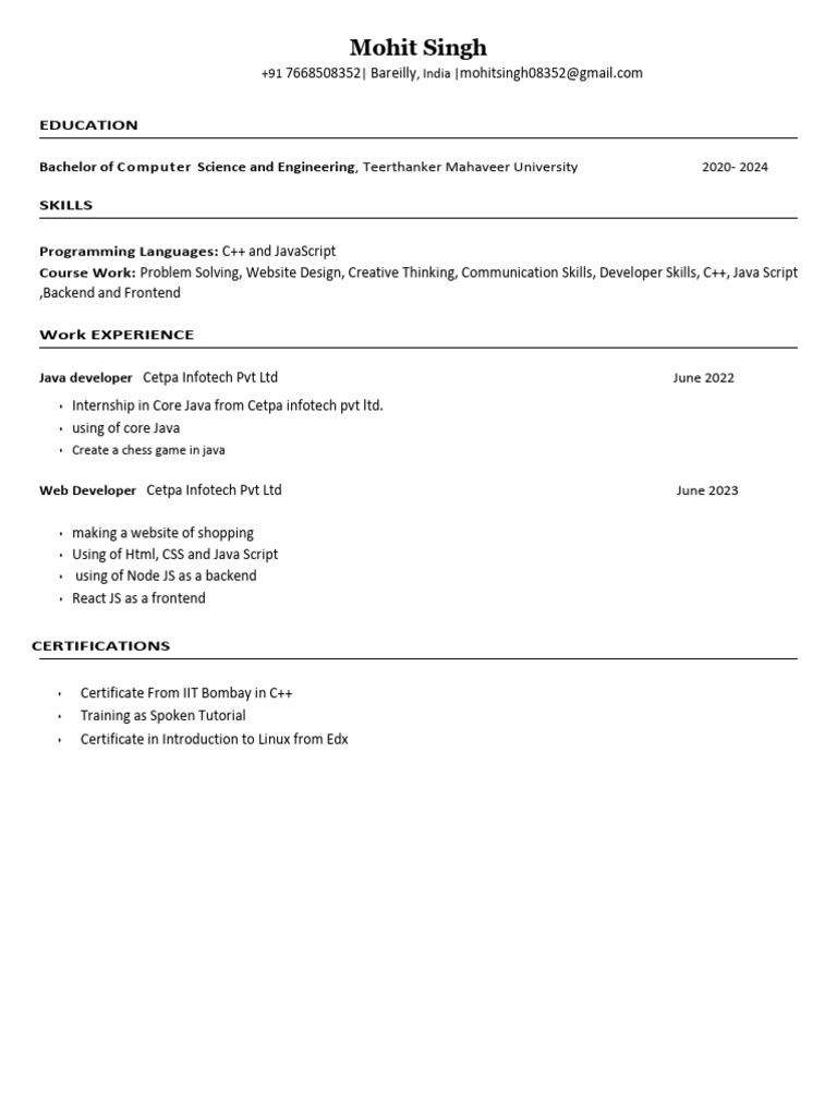Mohit Resume | PDF