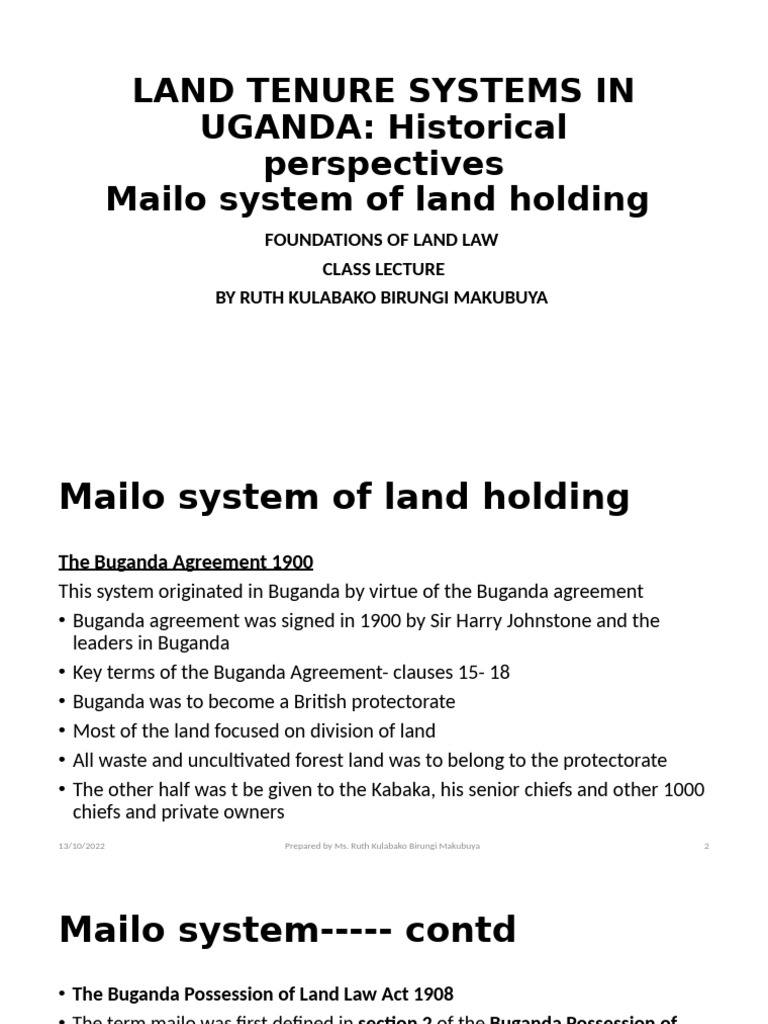 Mailo Land Tenure in Uganda Explained | PDF | Leasehold Estate | Common Law