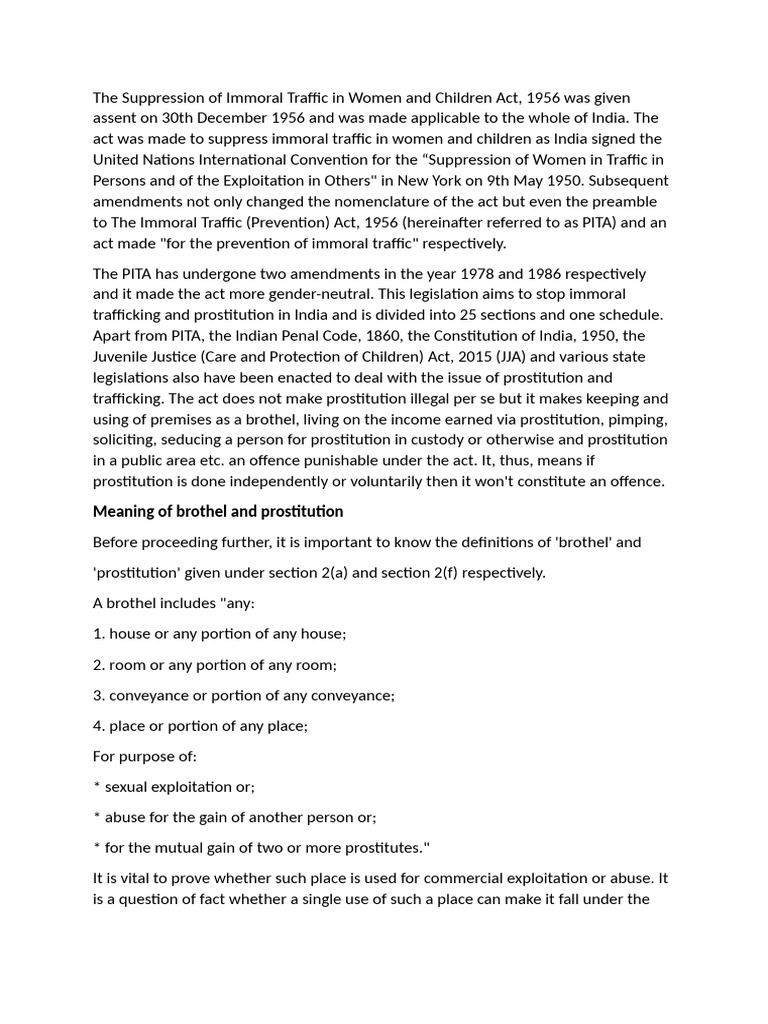 The Suppression of Immoral Traffic in Women and Children Act | PDF ...