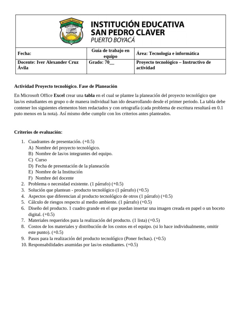 Tecn 7 2p Act - Proyecto Planeación | PDF
