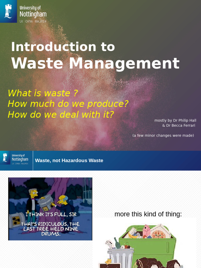 W1 Intro To Waste Management | PDF | Waste | Municipal Solid Waste