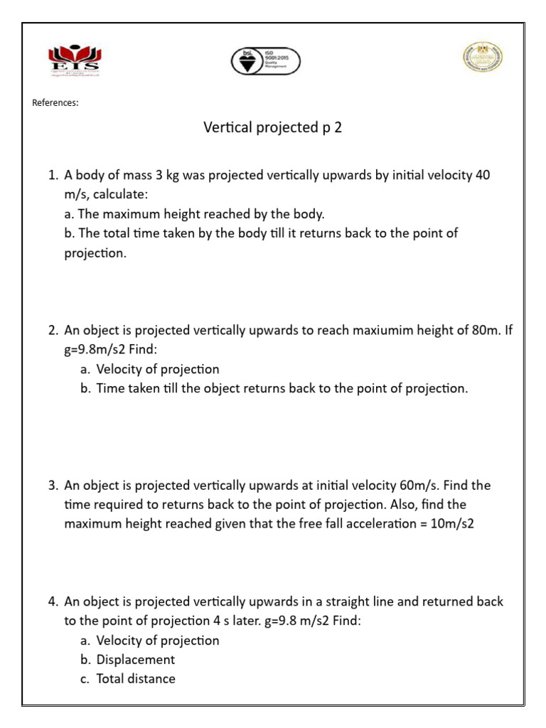 Vertical Projectile Worksheet p2 | PDF