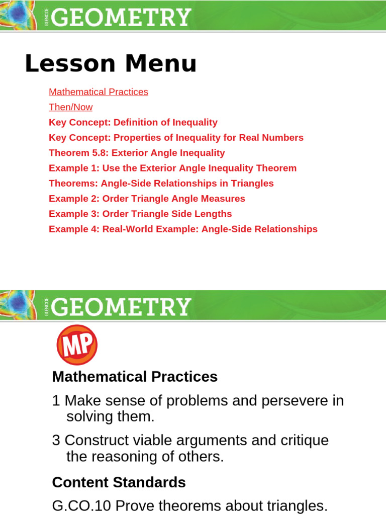 Triangle Inequalities and Angle Relationships | PDF | Triangle | Angle