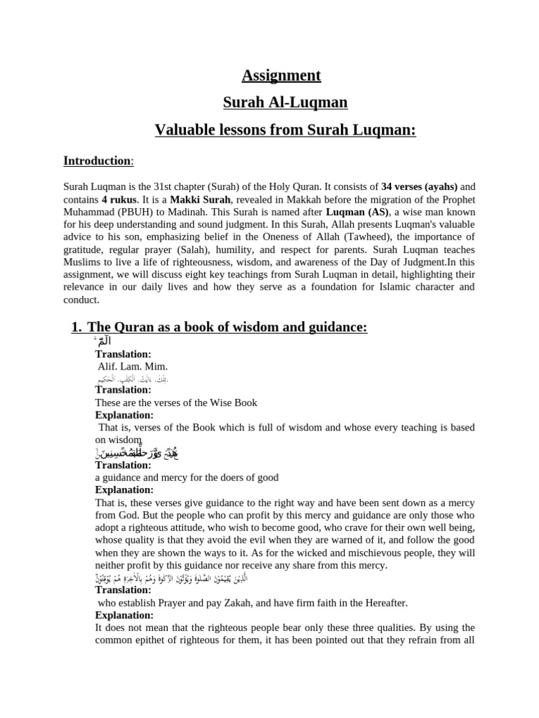 Islamiyat Complete Assignment | PDF | Surah | Quran