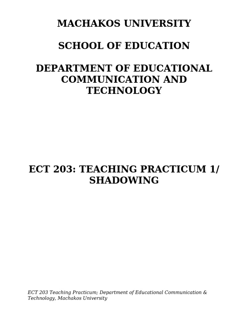 Ect 203 Teaching Practicum Shadowing 3 April 2025 | PDF | Teachers | Mentorship