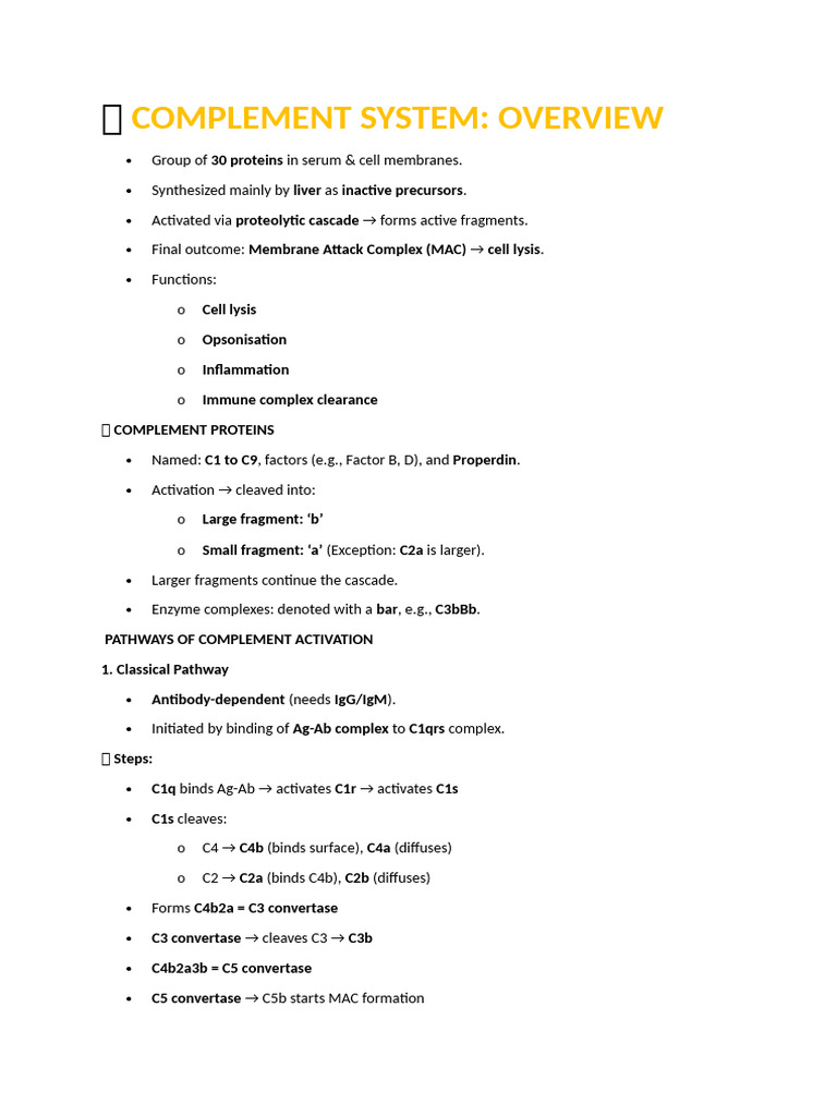 Complement System Overview and Functions | PDF | Complement System ...