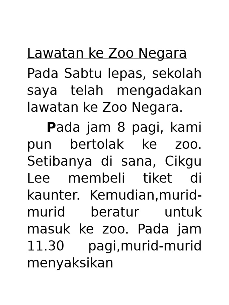 Lawatan Ke Zoo Negara | PDF