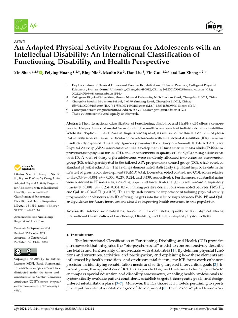 2024 - Shen Et Al - An Adapted Physical Activity Program For Adolescents With An Intellectual ...
