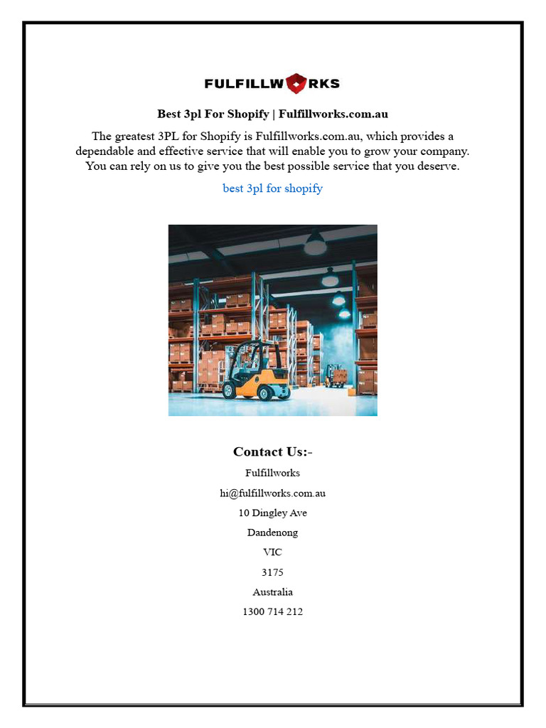 Best 3pl For Shopify | PDF