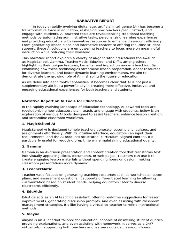 Narrative Report Ai Generate | PDF | Artificial Intelligence ...