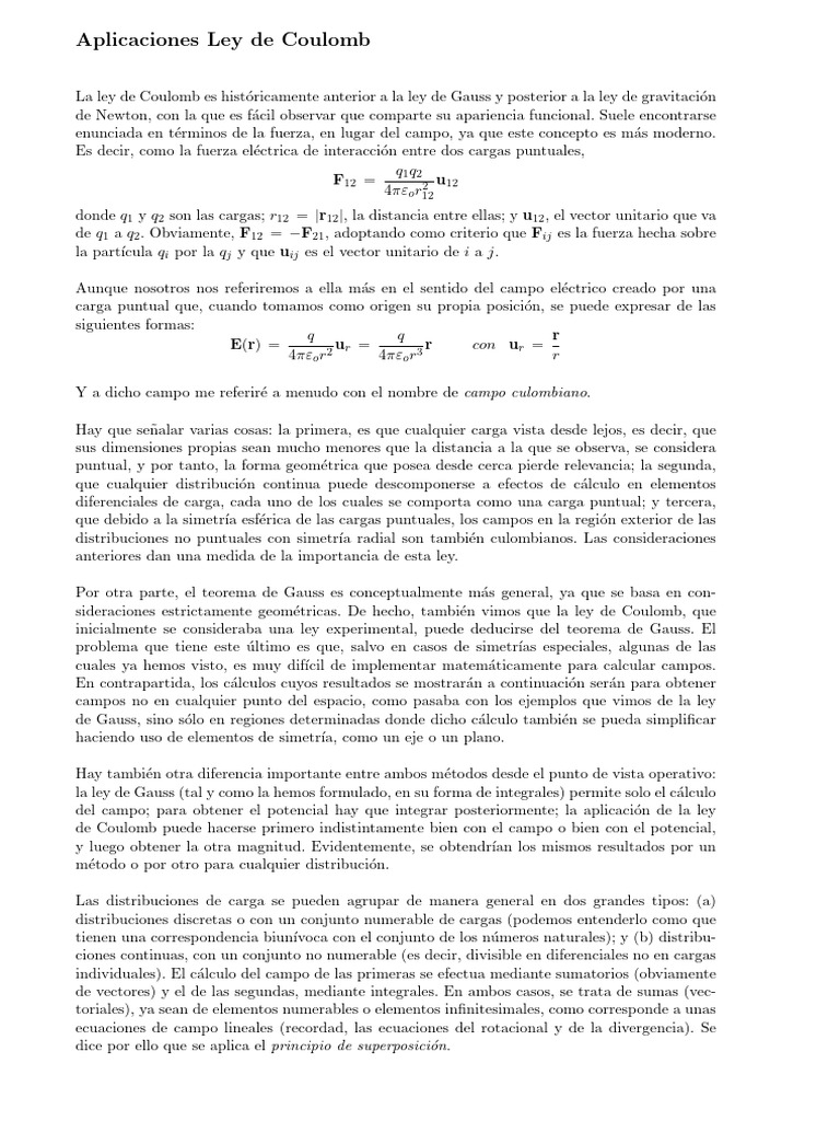 Ley de Coulomb | PDF | Fuerza | Integral