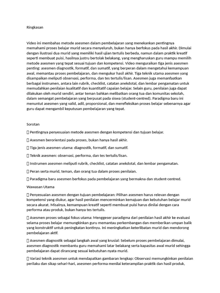 8 Metode Asesmen (NoteGpt) | PDF