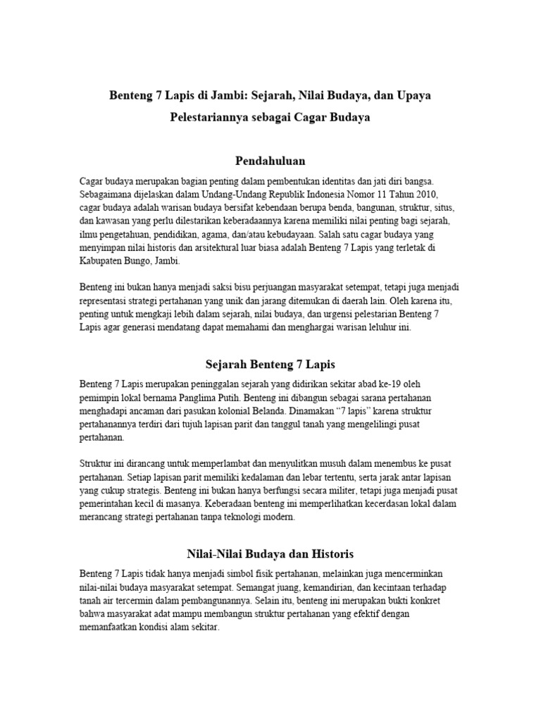 Esai Cagar Budaya Benteng 7 Lapis | PDF