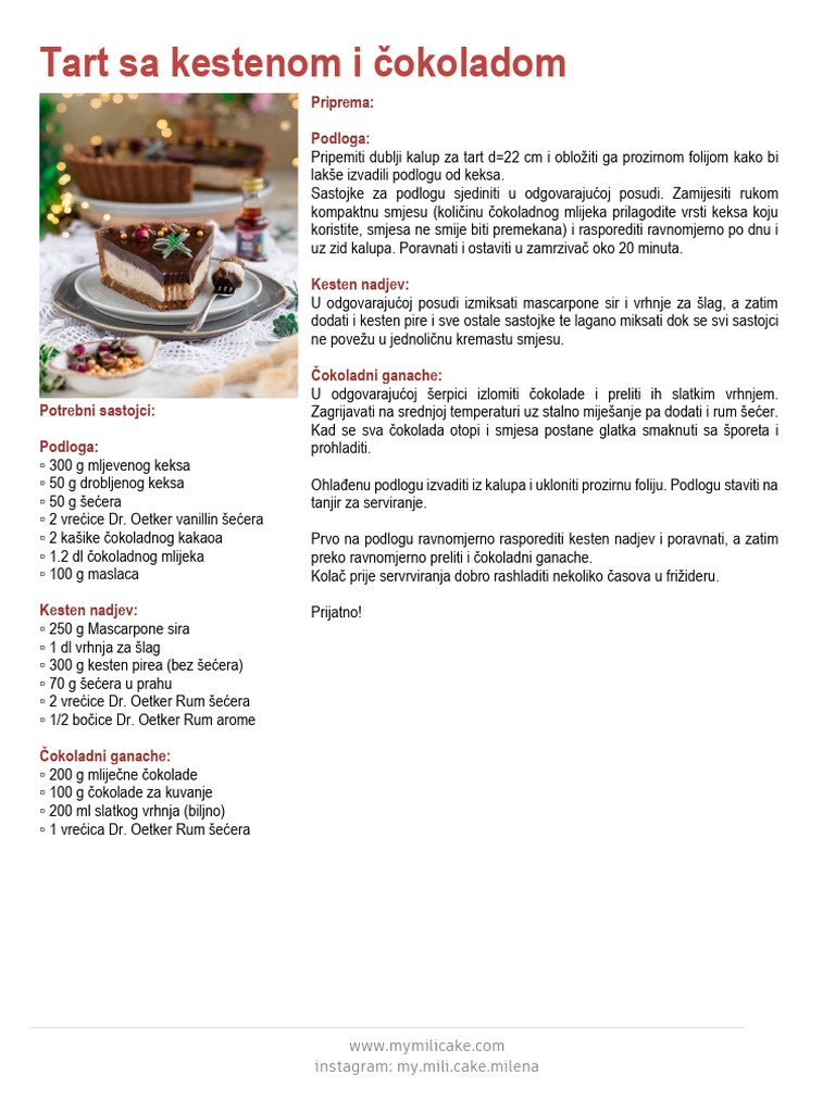 Sa Kestenom I Čokoladom: Priprema: Podloga | PDF