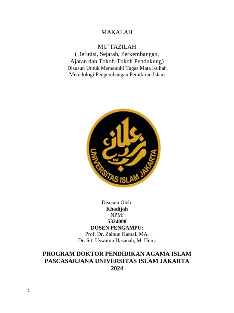 Sejarah dan Ajaran Golongan Mu'tazilah | PDF