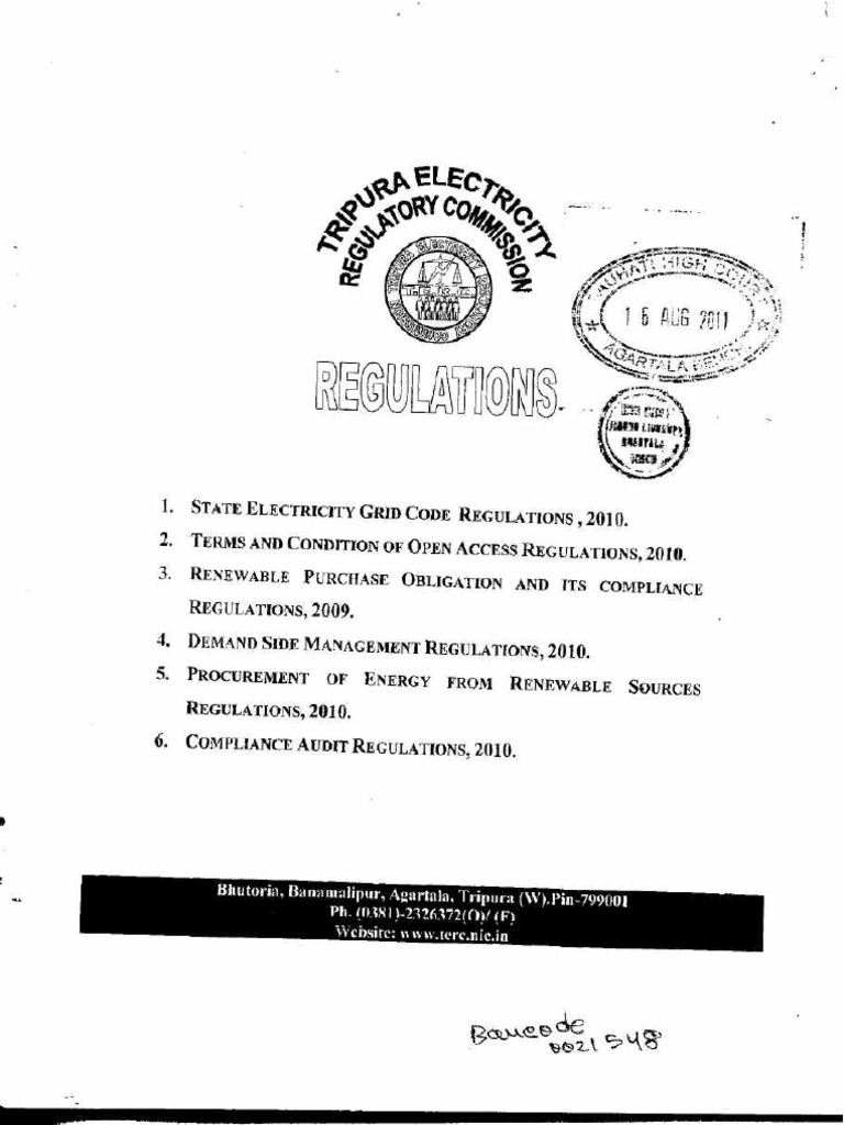 Tripura Electricity Regulatory Commission | PDF