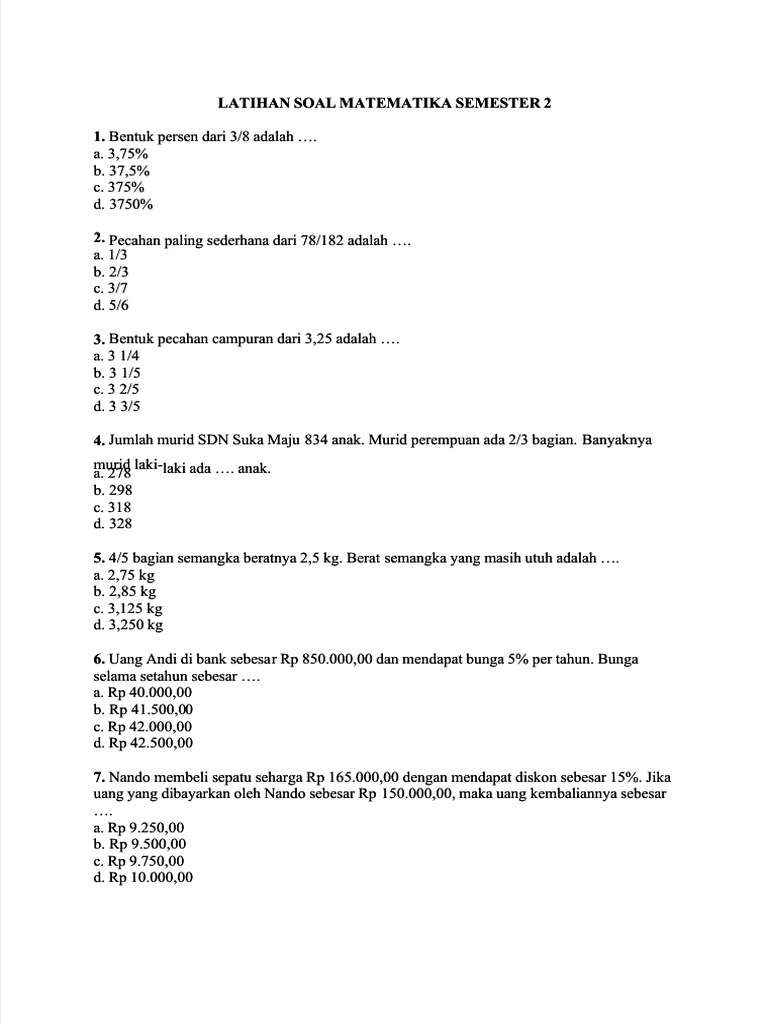 PDF Latihan Soal Kelas 6 Semester 2 Compress | PDF