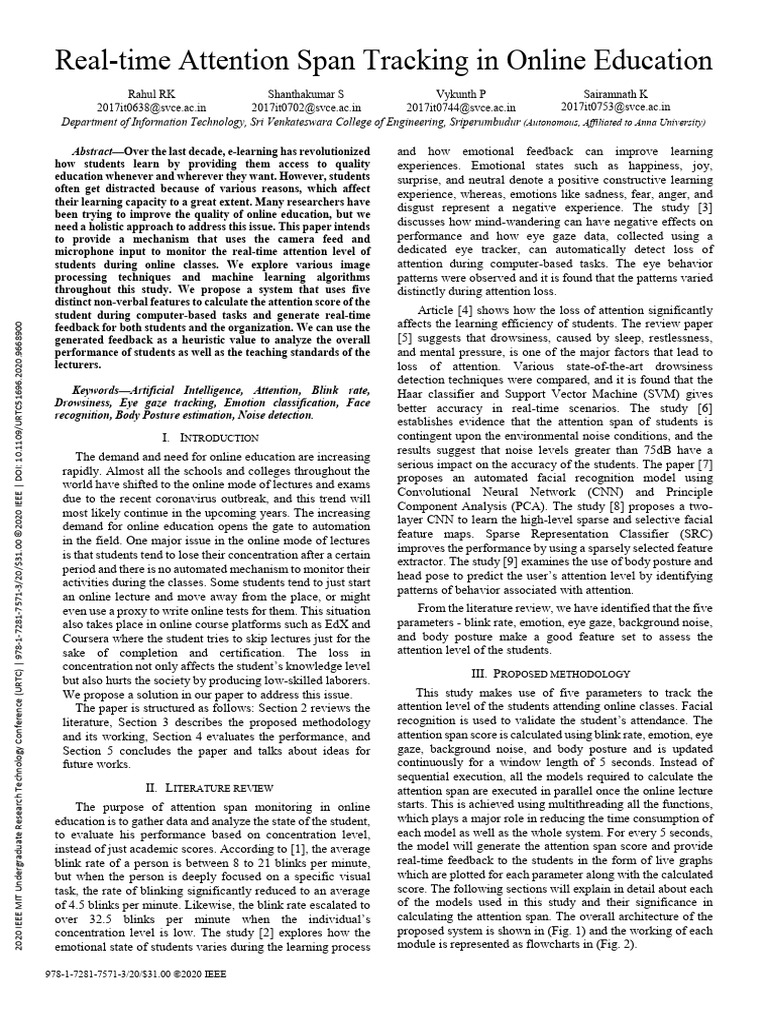 #Real-Time Attention Span Tracking in Online Education | PDF ...