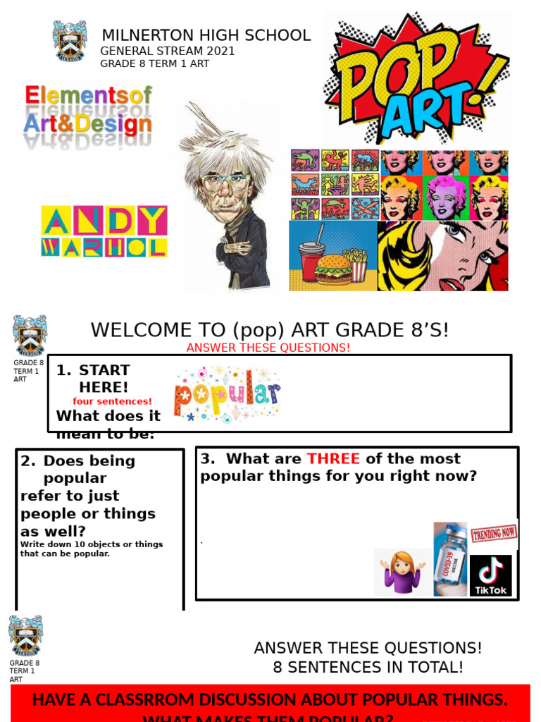 Grade 8 Art: Exploring Pop Culture | PDF