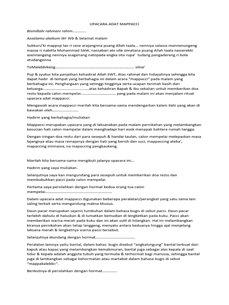 MC Mappacci Dan Hari H | PDF