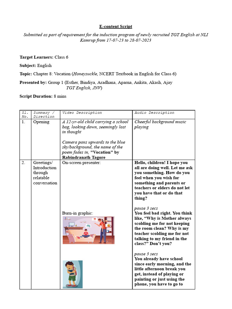 E-content Script Vocation | PDF