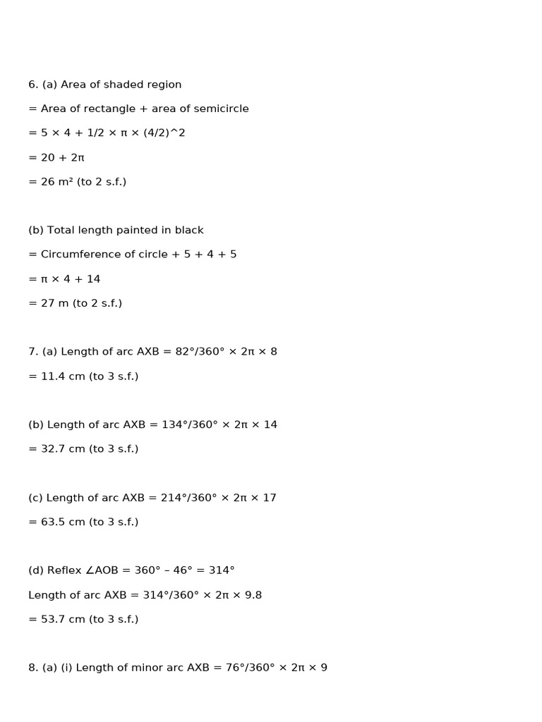 Arc and Sector Calculations | PDF