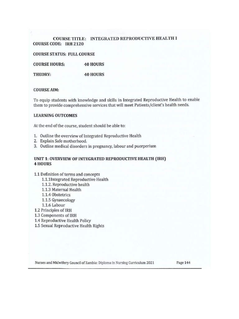 Course Outline IRH 1 3 | PDF