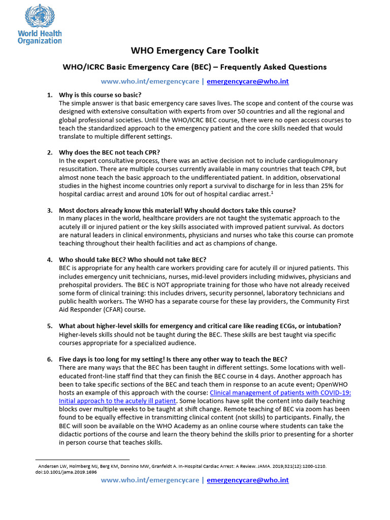 Frequently Asked Questions - BEC 2024 | PDF | Cardiopulmonary ...