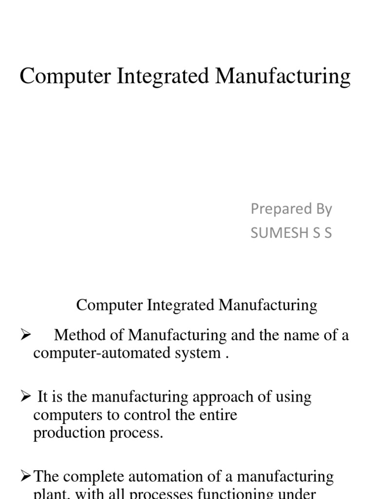 Computer Integrated Manufacturing | PDF | Business | Computers